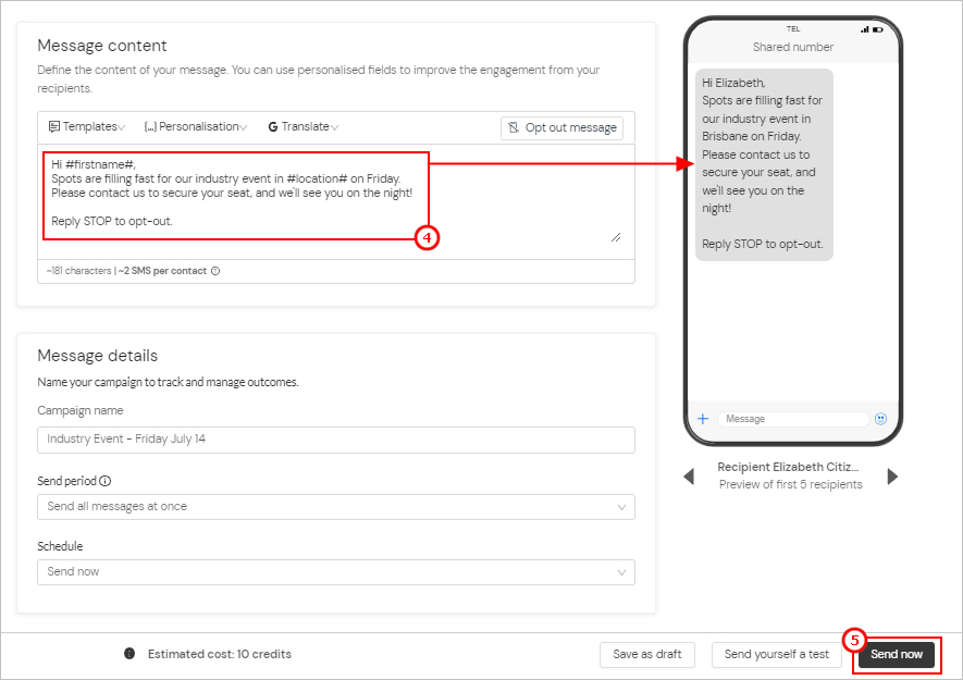 Basic Message Sending – eTXT