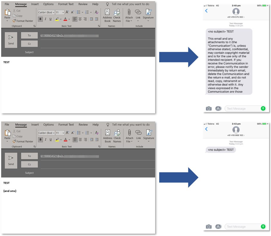 Sending a Message via Email to SMS – eTXT
